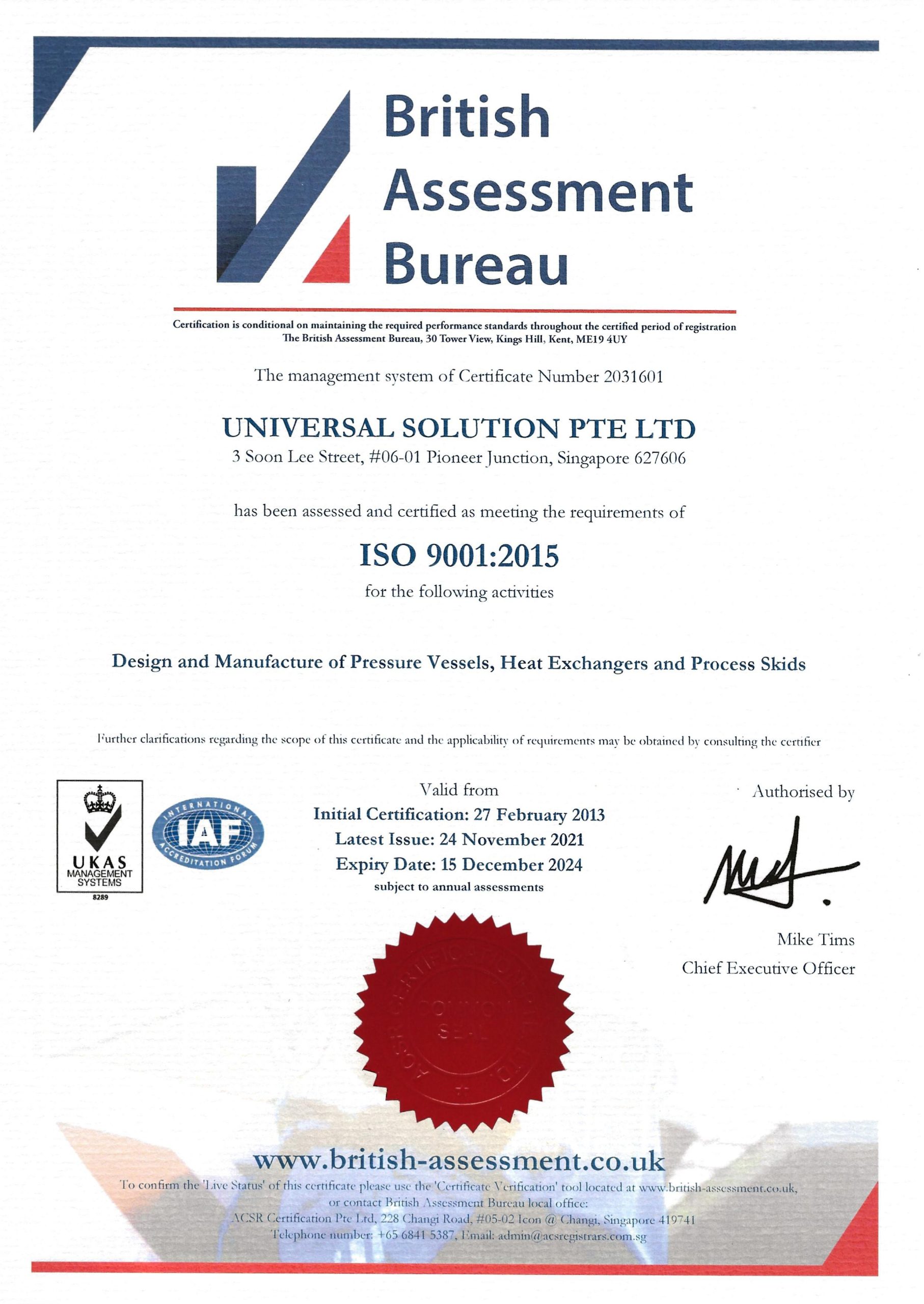 ACCREDITATION - Universal Solution